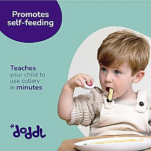 doddl Toddler Utensils, Ergonomic Fork Spoon and Knife Set for Self Feeding, Stainless Steel Silverware for 1-3 Year Olds, BPA Free, Dishwasher Safe (Magenta)