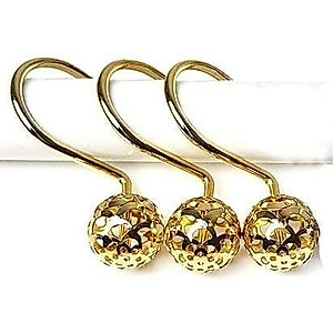 12 Count Gold Shower Curtain Rings Hooks Easy Roller Ball Shower Curtain Rings Hooks
