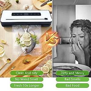 Krmqis Food Saver Vacuum Sealer Machine (Vacuum Sealer + Sealer Bags 8" x 12"+Vacuum hose) Vacuum Sealer for Food with Cutter Can Vacuum Dry, Wet, Crunchy and Soft Foods Vacuums Bags, Jars and Lids