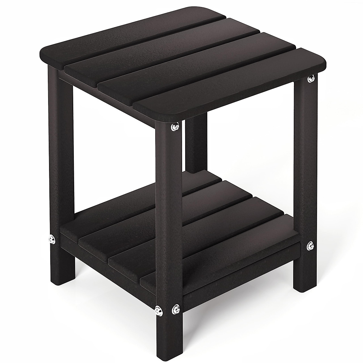 Aoorun 17.3" Small Outdoor Table Resin, Weather Side Table Adirondack (13.9" D x 13.5" W)- Black