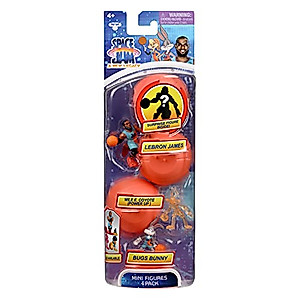 Moose Toys Space Jam: A New Legacy - 4 Pack - 2'' Lebron, Bugs Bunny, Wile E. Coyote, & 1 Mystery Figure - Bench, Multicolor, 14574