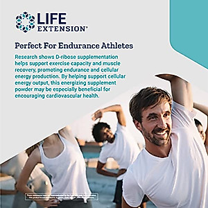 Life Extension D-Ribose Powder - For Energy Management & Heart - Muscle Health Supplement After Exercise - Vegetarian, Gluten-Free, Non-GMO - 150g (30 Servings)