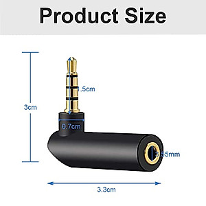 3.5mm Angle Male to Female Audio Adapter, 90 Degree Right Angle Gold-Plated TRS Stereo Jack Plug AUX Connector Compatible with Headset, Tablets, MP3 Players, Game Controller, Speakers(2 Pack)