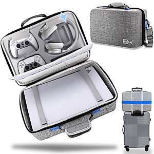 Hard Shell Carrying Case for PS5, Travel Case Compatible with PS5 Console Controller, Protective Storage Bag for Playstation 5 Disk Digital Edition, Headset, Base and Game Accessories, Shockproof