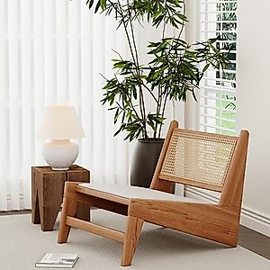 HAOBO Home Rattan Chair Mid Century Modern Accent Chair for Reading Living Room Home Bedroom