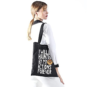 The Owl House Inspired Hooty Tote Bag I Will Be Haunted By My Actions Forever The Owl House Hooty Fan Gift (Black)