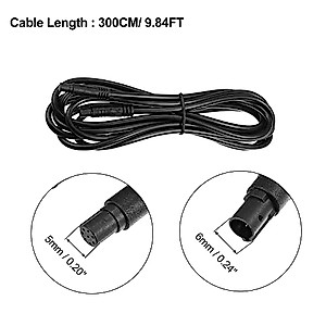 X AUTOHAUX 2 Pcs 8 Pin 9.84ft 300cm Backup Camera Extension Cable Dash Camera Cord Wires Car Rear View Camera