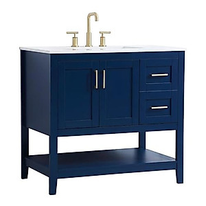 Elegant Kitchen and Bath 36 inch Single Bathroom Vanity Cabinet - Blue