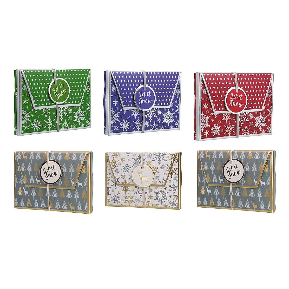 Fifth Ave Kraft Christmas Gift Card Holder Boxes with Foil Hot Stamp (Set of 6)