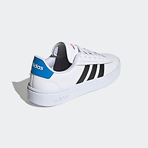 adidas Men's Grand Court Alpha Tennis Shoe, White/Core Black/Blue Rush, 10.5