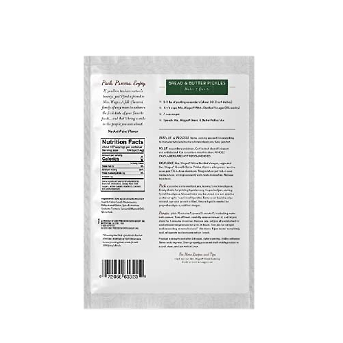 Mrs Wages Bread and Butter Pickles Quick Process Mix 5.3 Ounce (Pack of 6)