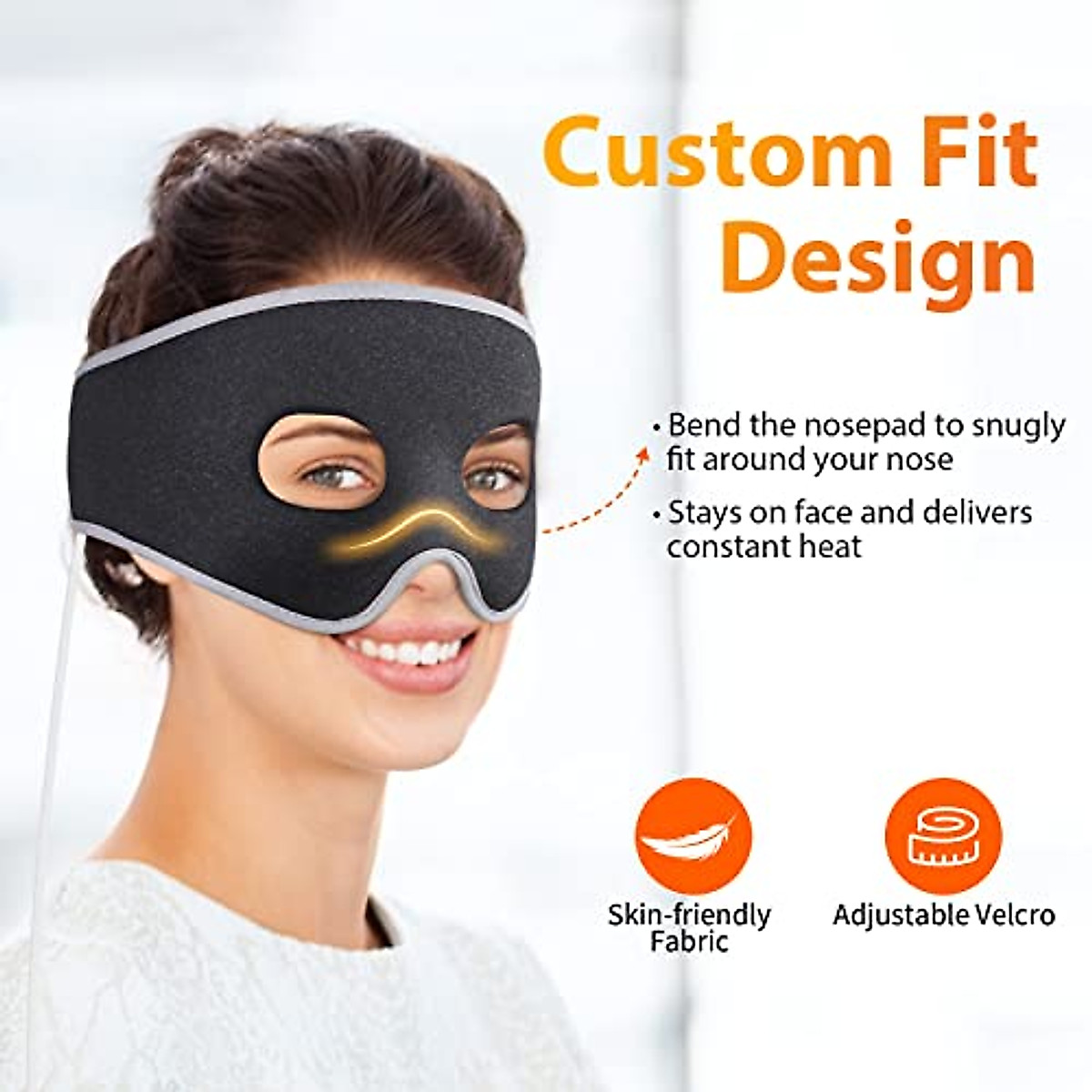 Comfheat USB Sinus Relief Mask Moist Heat Face Heating Pad for Sinus Pressure, Nasal Congestion, Sinusitis, Allergies, Stress, 3 Heat Settings, Warm Compress Therapy for Car Travel (Non-Rechargeable)