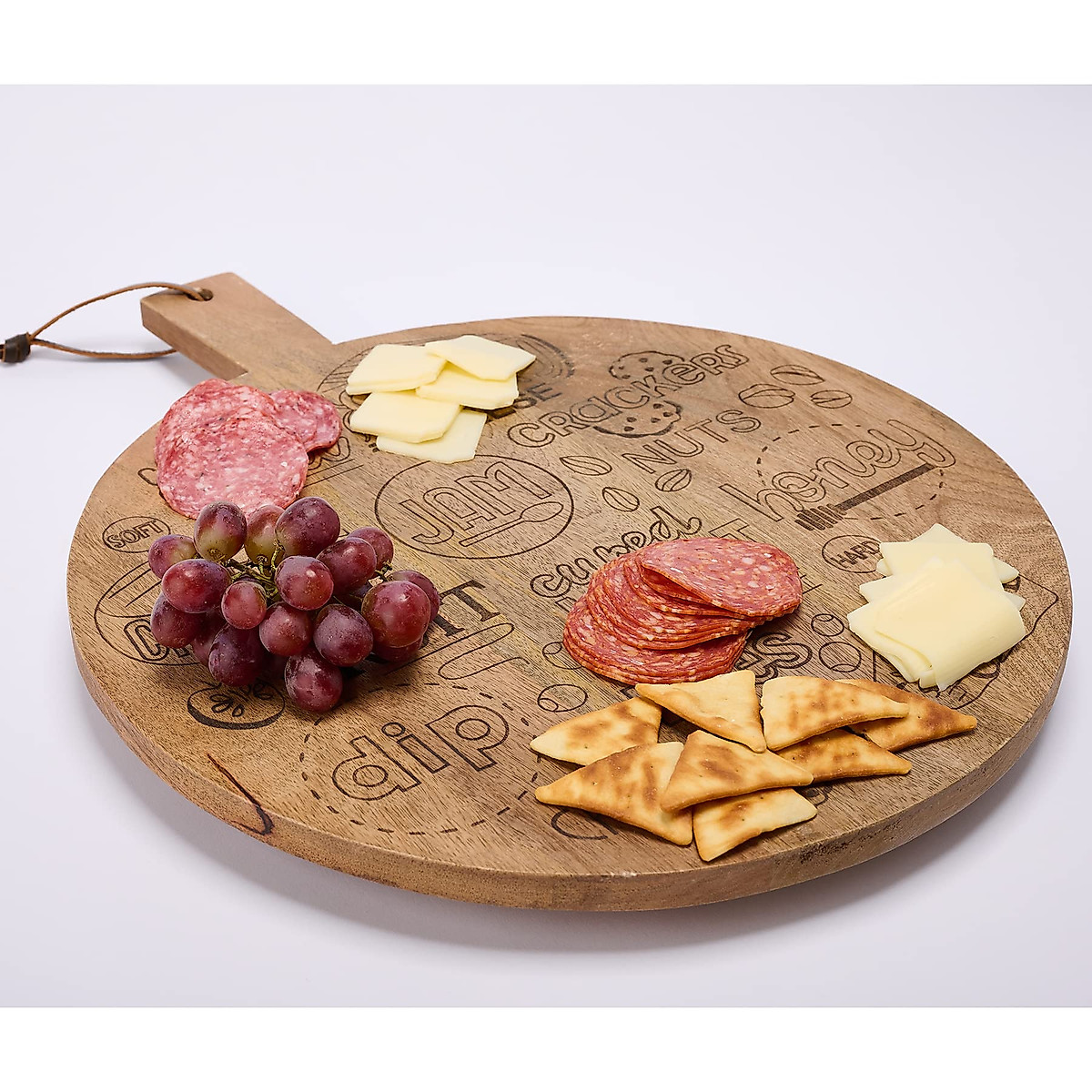 Mud Pie Wooden Charcuterie Lazy Susan, Brown, 20" x 16"