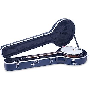 Crossrock ABS Molded Hardshell Case for 5-String Resonator, Gibson Tenor Banjo, Backpack Style(CRA861BJBL)