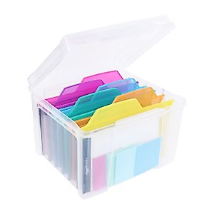 CraftyBook Greeting Card Organizer Box with Dividers - Empty Rainbow Card Keeper Envelope Storage Box for 5 x 7 Birthday and Christmas Cards - Stationery Organizer for All Occasion Note and Postcards