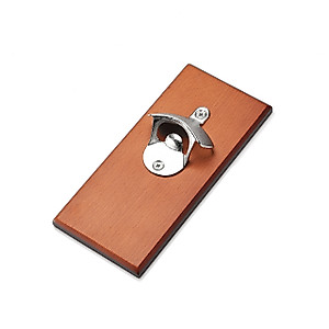 Wall Mounted Magnetic Bottle Opener and Cap Catcher with Hanging Kit, Made with Premium Beech Wood and Upgraded Stronger Magnets for Home Bar Kitchen or Man Cave