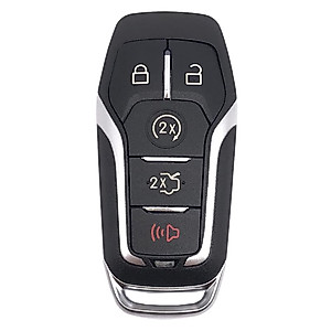 Key Fob Case Shell Fit For Ford Explorer Edge Mustange Fusion 5 Buttons Replacement Keyless Entry Remote Smart Key Fob Cover Casing with Button Pad & Uncut Key Blade Blank