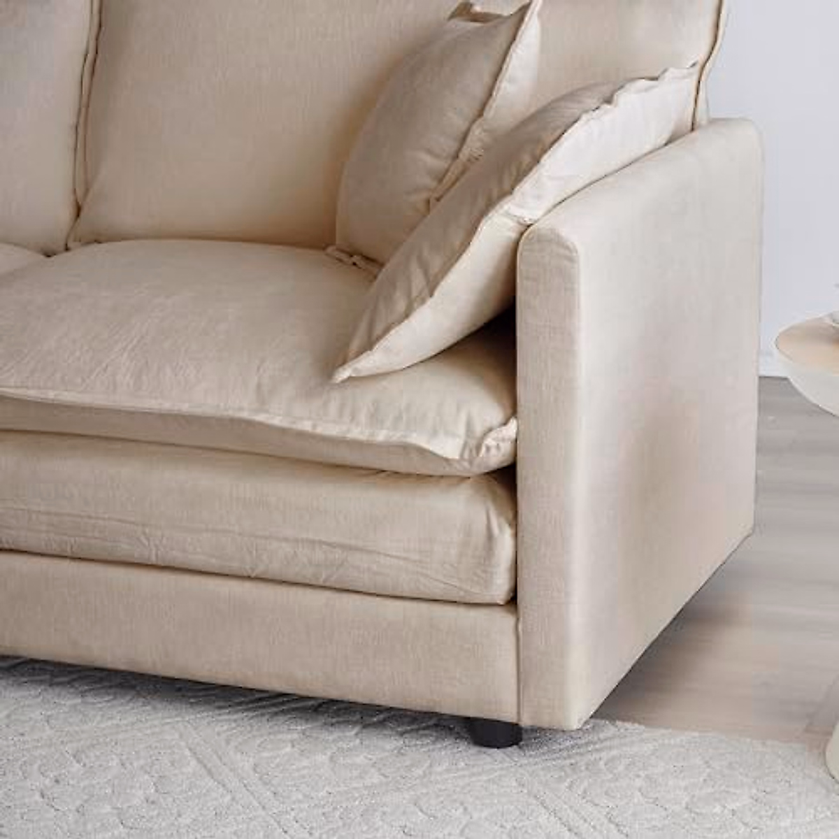 Oversized Minimalist Modular Sectional Sofa with Ottomans, U Shaped Convertible Cloud Couch with Throw Pillows,Deep Seat Chenille Upholstery Sofa&Couch for Living Room Office Apartment