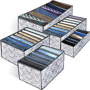 2PCS Wardrobe Clothes Organizer for Folded Clothes, Mesh Drawer Dividers and Storage, Drawer Organizer for Clothes, Jeans, Leggings, Skirts, T-shirts, Sweaters, Socks, Scarves(Large 7Girds)