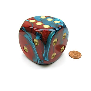 Chessex Gemini Red-Teal D6 with Gold Pips 50MM