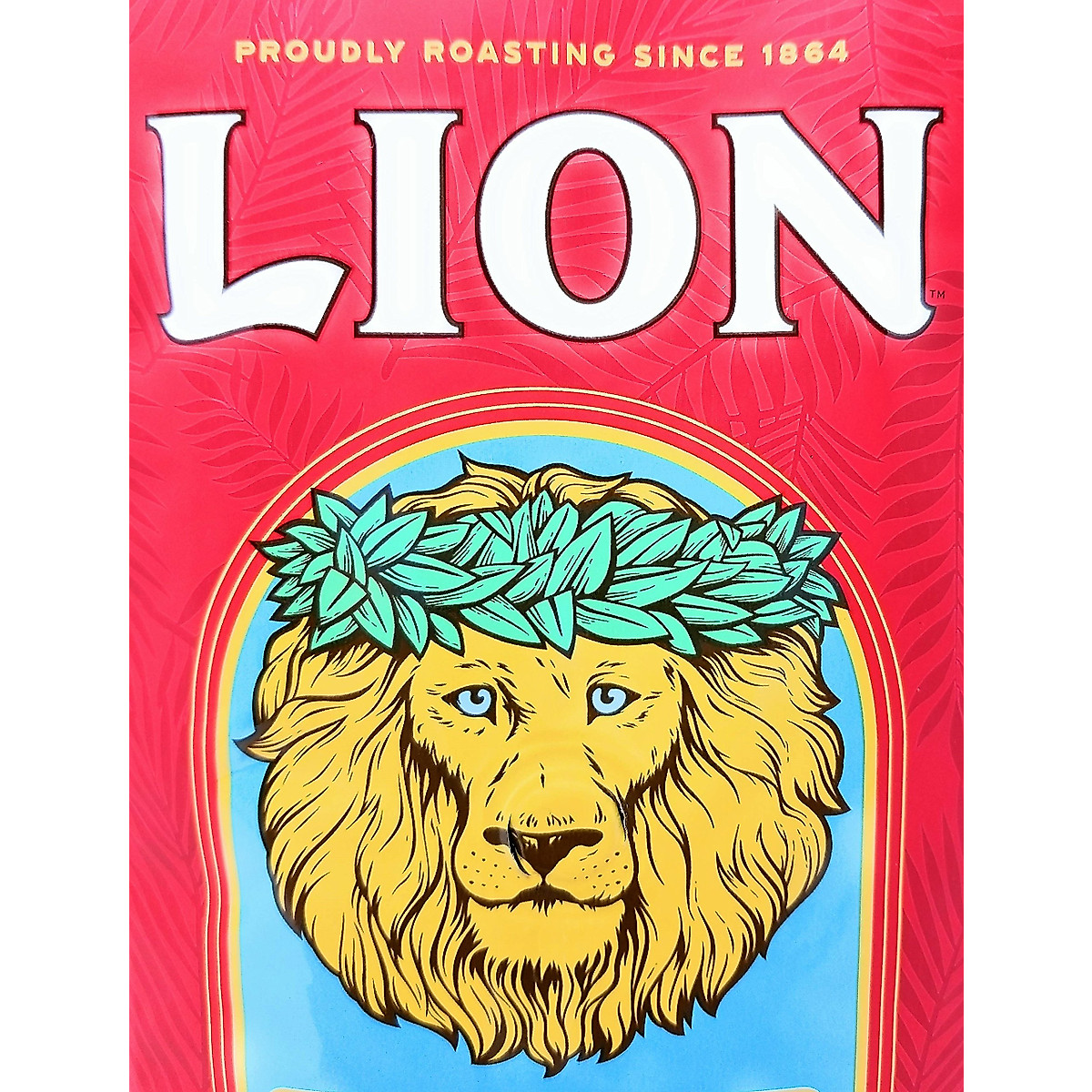 Lion Coffee Premium Gold Roast Whole Bean Coffee, 10% Kona Blend, Medium-Light Roast, A Taste of Aloha - 24 Ounce Bag