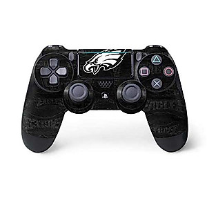 Skinit Decal Gaming Skin Compatible with PS4 Pro/Slim Controller - Officially Licensed NFL Philadelphia Eagles Black & White Design