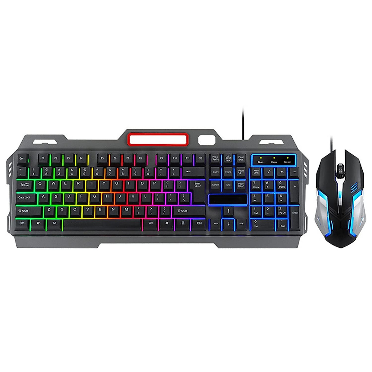 EXHNLE Gaming Keyboard and Mouse Combo, LED Rainbow Backlit Keyboard with 104 Key Computer PC Gaming Keyboard, Full-Sized Keyboard Mouse Combo