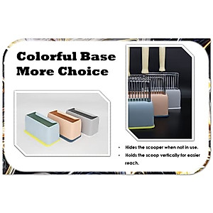 Vitisyao Metal Cat Litter Scoop with Holder, Fast Sifting Kitty Poop Scooper Caddy, Large Cat Poop Scooper Stand (Blue)