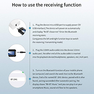 Kithing USB Bluetooth 5.0 Adapter Wireless Dongle for PC Laptop, 2 in 1 Bluetooth Receiver Transmitter for Home Stereo,Car,TV