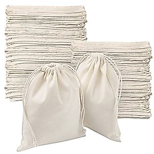 PALTERWEAR Drawstring Bags Bulk Wholesale - Pack of 100 - Size 6 x 8 (Natural Cotton - Double Drawstring)