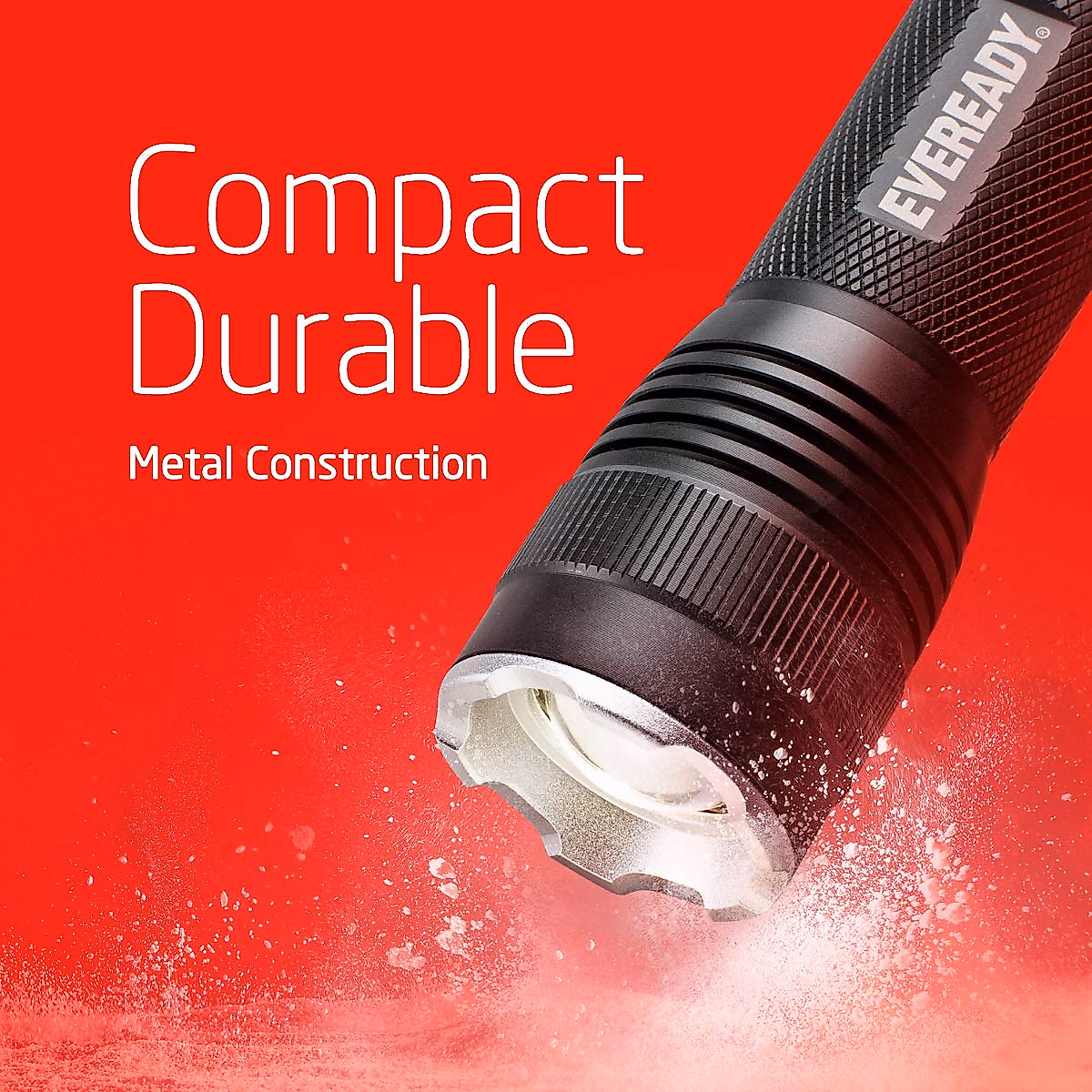 EVEREADY LED Tactical Flashlight, IPX4 Water Resistant EDC Flashlight, Super Bright High Lumens, Zoomable, 3 Light Modes, Heavy Duty Metal Body, Lanyard Included, Black