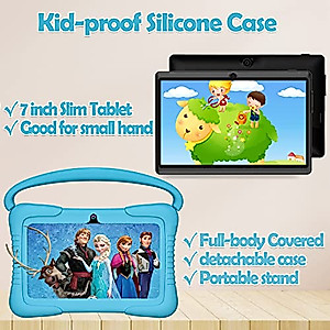 2023 Newest Kids Tablet, 7 Inch Tablet for Kids, 2GB 32GB(Support 128GB Expand), Parental Control Android 11.0, WiFi Bluetooth Dual Camera, YouTube, Netflix, Disney Plus, Case with Stand(Blue)
