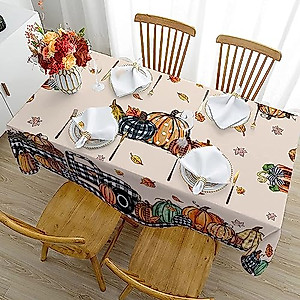 pinata Fall Tablecloth, Rectangle Table Cloth Autumn Pumpkins and Leaves for Table Decorations, Rectangle Tablecloth for Home Decor (Rectangle 60 * 120 inches, Orange)