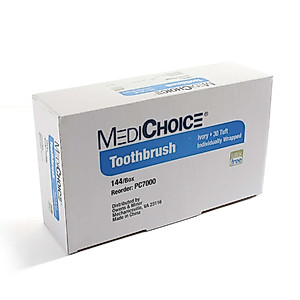 MediChoice Toothbrush, Angle Head, Bristle 30 Tuft, Polypropylene Bristles, Ivory (Box of 144)