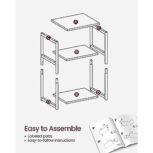 VASAGLE Side Table, Small End Table, Tall Nightstand for Living Room, Bedroom, Office, Bathroom, Misty Gray and Classic Black ULET273B68