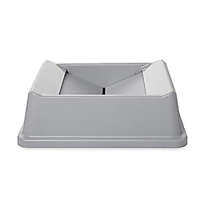 Rubbermaid Commercial Products Untouchable Container Trash Can/Wastebasket Lid, Gray, Square Swing Top, Compatible with 35/50 Gallon Untouchable Square Containers