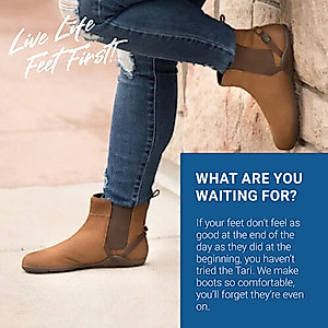 Xero Shoes Tari Women's Ankle Boots — Lightweight, Zero-Drop Heel, Leather Chelsea Boots for Women — Slip-on Women's Booties — Toffee, Size 9