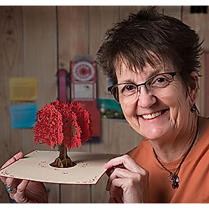 Red Maple Tree by DEVINE Popup Cards | Happy Wedding Anniversary Card for Wife Husband Mom | 3D Mothers Day Card | Pop Up Birthday Card for Women | Romantic Love Gifts