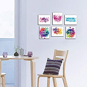 Inspirational Wall Art Quotes Poster- Home Office Giclee Print Kitchen Living Room Decoration Kids Teens Bedroom Decor Motivational Painting Artwork 6 Piece Unframed Canvas Sayings Positive Phrase