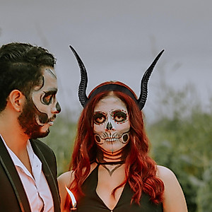 Devil Horns Headband Black Cosplay Horn Hair Hoop Gothic Antelope Horn Hairband for Halloween Dress Up Hair Accessories