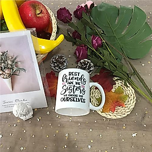 Wisedeal Funny Sister Mug, Best Friends Are The Sisters We Choose For Ourselves Coffee Mug, Birthday Christmas Present for Friendship Female Soul Sister Besties BFF Tea Cup Ceramic White 11 oz
