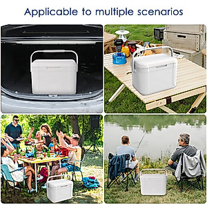 Camping Cooler Insulated Portable Cooler Ice Retention Hard Cooler with Heavy Duty Handle for Lunch Beach Drink Beverage Travel Camping Picnic Car Trips (White-5qt)