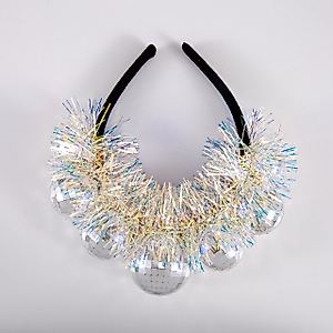 GFLPO Disco Ball Headband,Disco Headband,Vintage Disco Ball Headpieces,Disco Ball Head Boppers,70s Headbands for Women,Birthday Headband Birthday Crown,2025 New Years Eve Party Costume Accessory