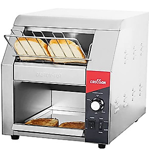 CROSSON ETL Listed Commercial 10" wide With 3" Opening Conveyor Toaster 450PCS Per Hour Output for Cafes,Buffets, Restaurants and Coffee shops,Commercial Toaster 120V,1800W