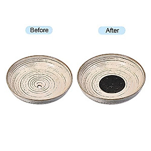 MECCANIXITY Flower Pot Hole Mesh Pad 3.3 Inch Bonsai Plant Bottom Round Plastic Soil Grid Screen Mat, Black Pack of 20