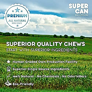 SuperCan Bully Sticks Beef Tendon Chews for Dogs (4-7 Inch Thick Sticks: 10 Count) | Natural Farm Raised Cattle Treats | Long Lasting as Bully Sticks | Promoting Healthy Joints & Hip