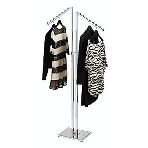 SSWBasics Chrome 2-Way Clothing Rack with Slant Arms (48"-72" H 3" Increments)
