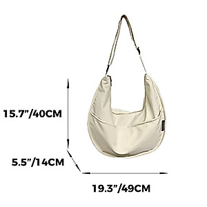 GAI Dumpling Bag Hobo Bags Unisex Canvas Crossbody Tote Large Handbags Student Shoulder Bag (Black)