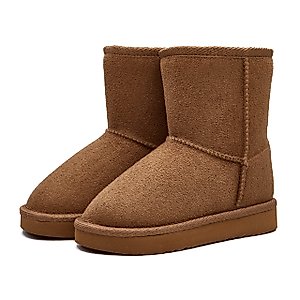 Weestep Boys and Girls Toddler/Little Kid/Big Kid Warm Fur Winter Snow Boots(4 Big Kid Chesnut)