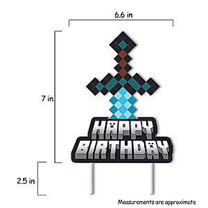 Mining Craft Pixel Gamer Gaming Birthday Cake Topper Video Game Mine Party
